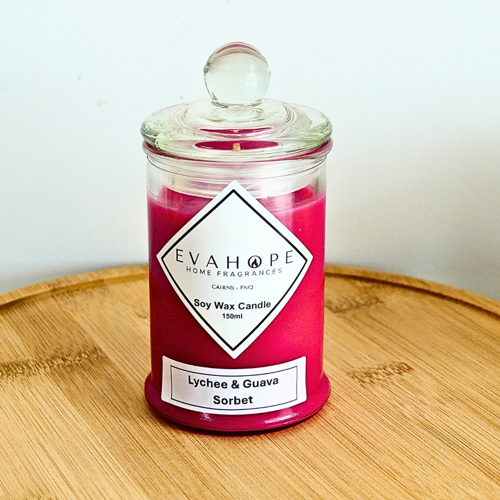 Lychee & Guava 150ml Fully Scented, Natural Soy Wax. @ 30 hr slow burn ...